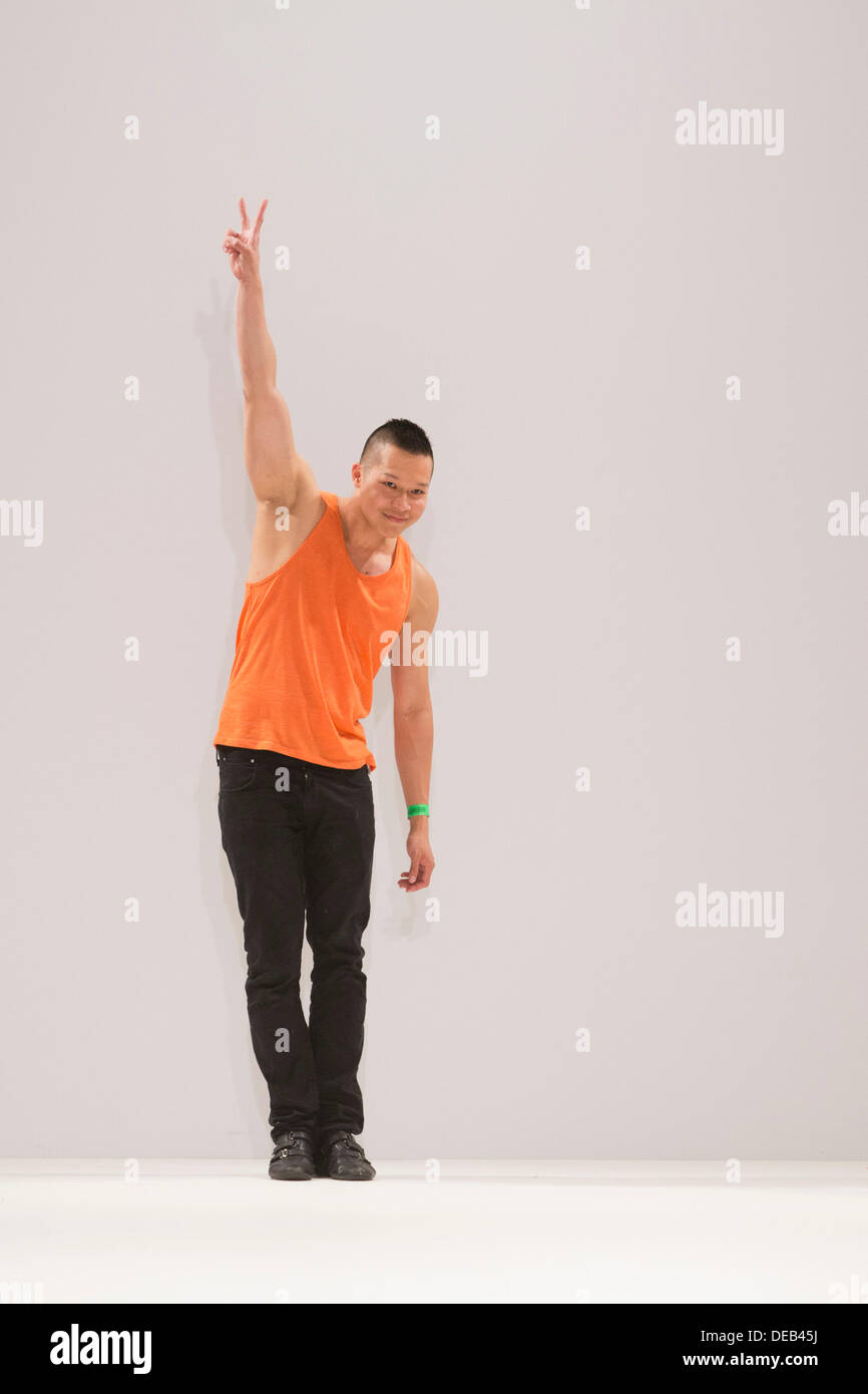 London, UK. 15th Sep, 2013. Fashion designer Eugene Lin at the end of ...