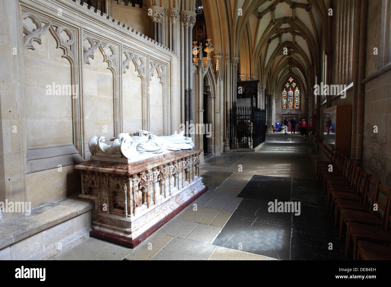 Main Aisle, Interior of the Cathedral church of St Andrews in Wells ...
