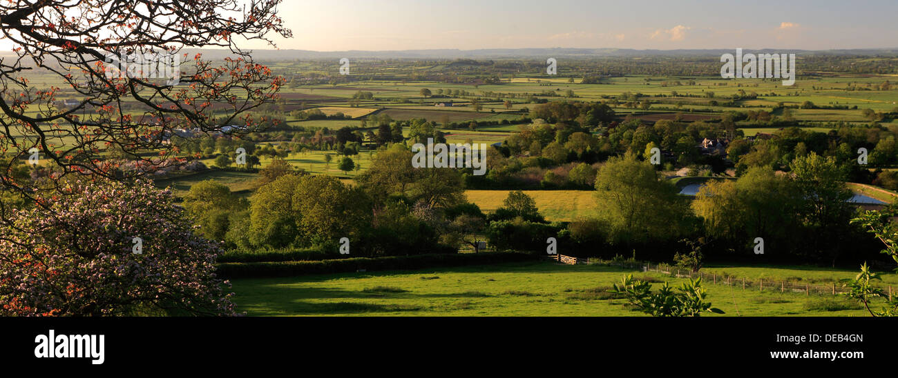 Summer view over the Somerset Levels, Somerset County, England, UK ...