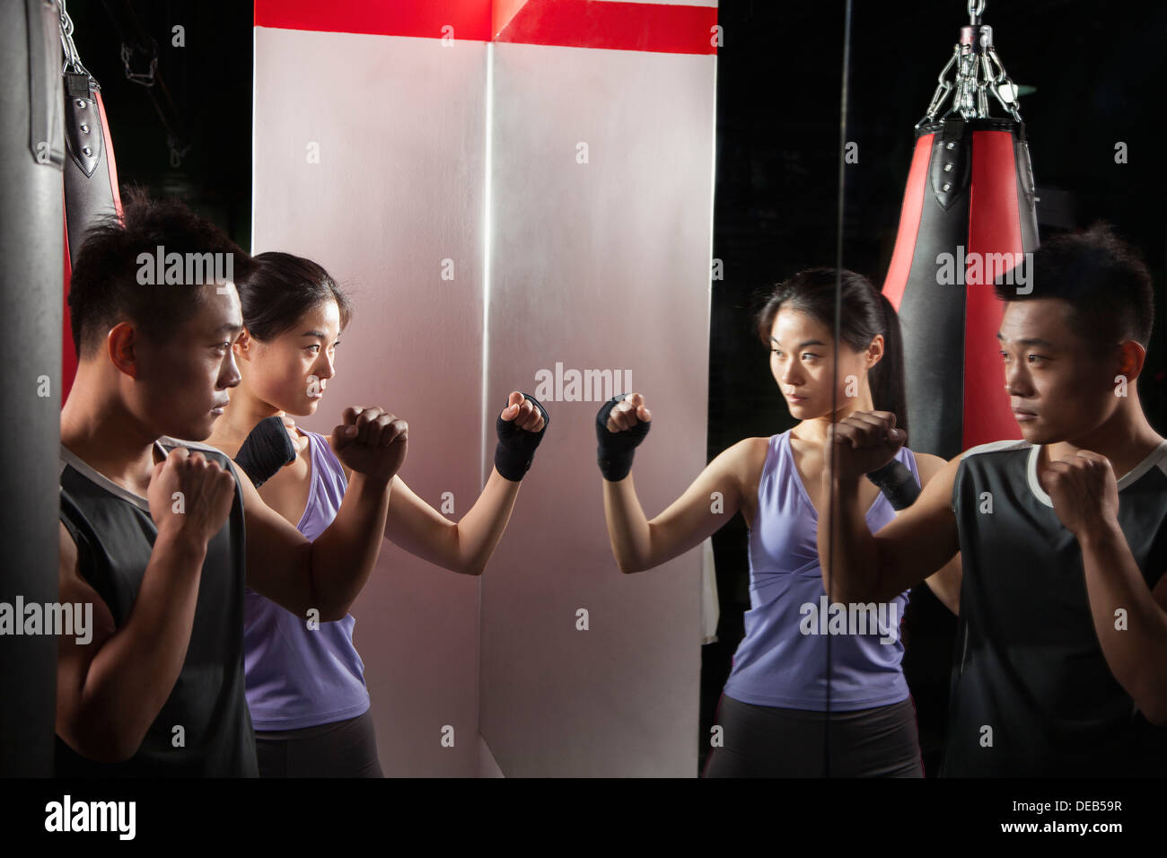 Two people practicing boxing in hi-res stock photography and images - Alamy