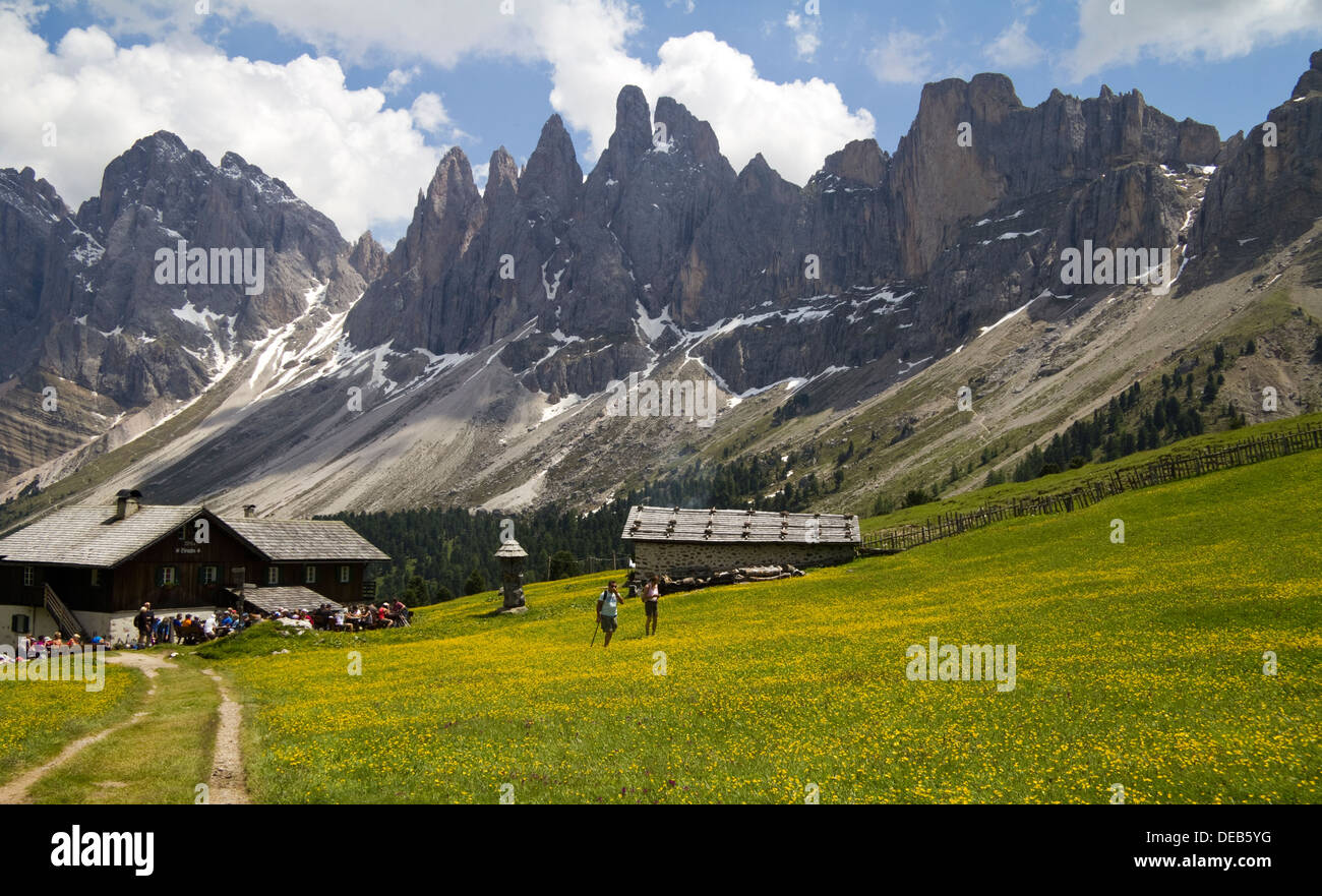 Mountain refuge, Dolomites Alps Italy Val Gardena Groeden South Tirol ...