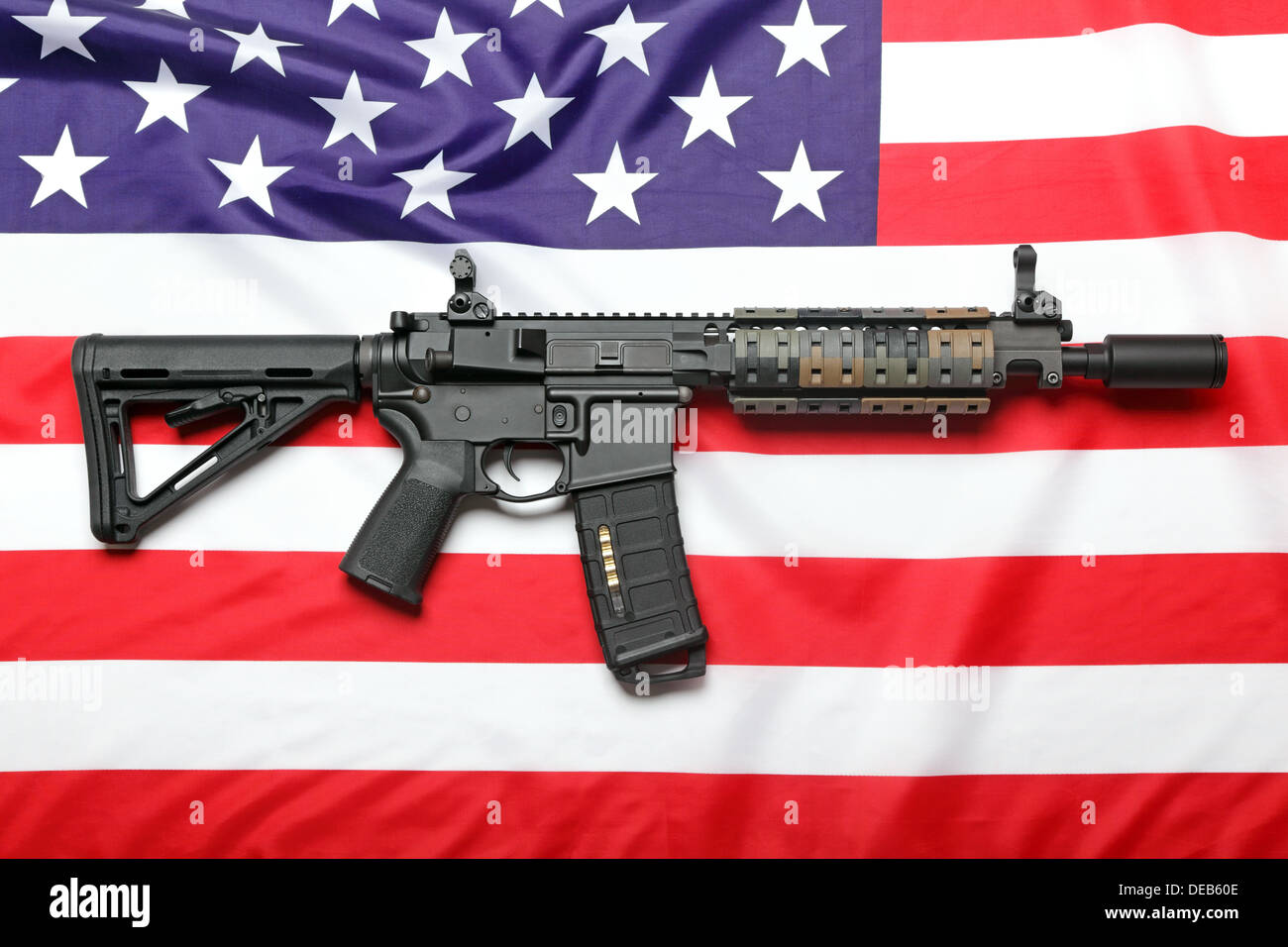 The "Black Rifle" AR15 carbine and the flag of USA Stock Photo - Alamy