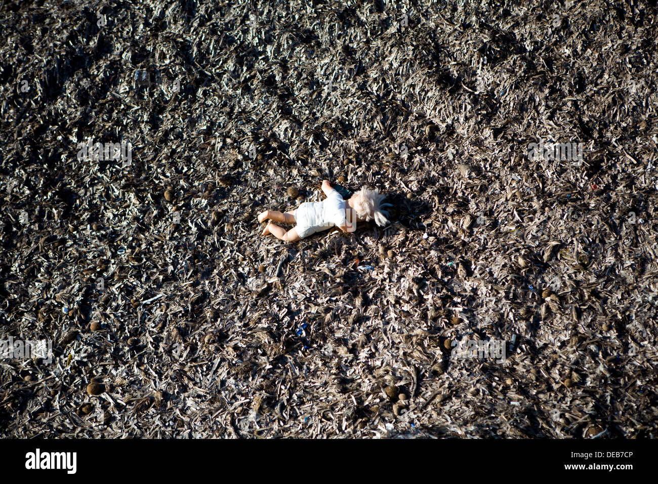Human trash discarded on a beech in Trapani in the Province of Trapani ...