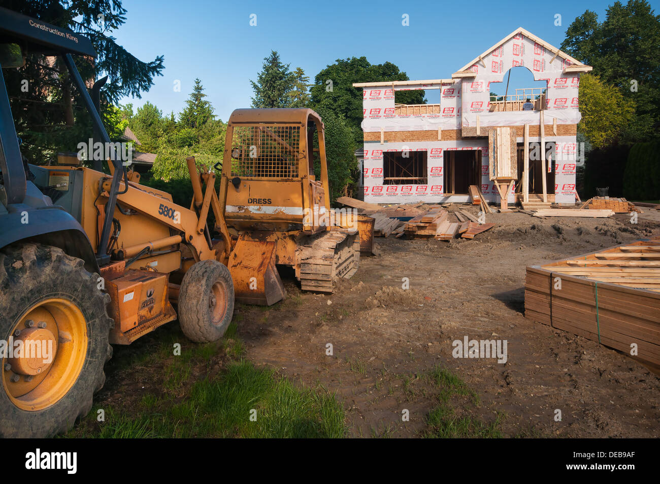 Equipment at new house constrution site Stock Photo - Alamy