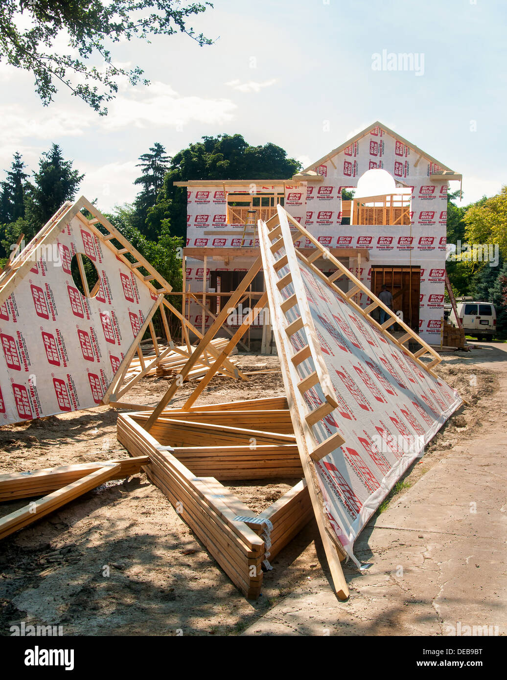 New home frame with moisture paper cover Stock Photo - Alamy