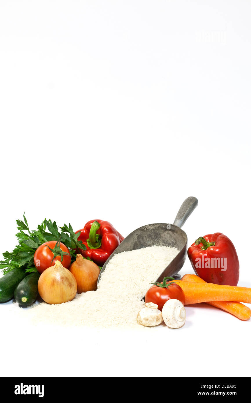 A collection of healthy foods against a white background Stock Photo ...