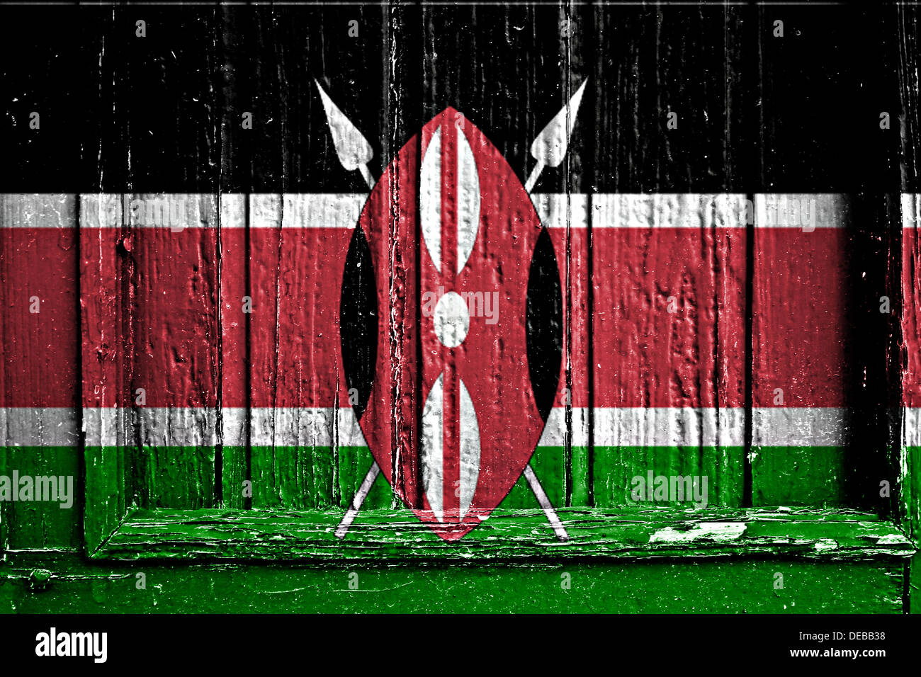 flag of kenya painted on a wooden frame Stock Photo - Alamy