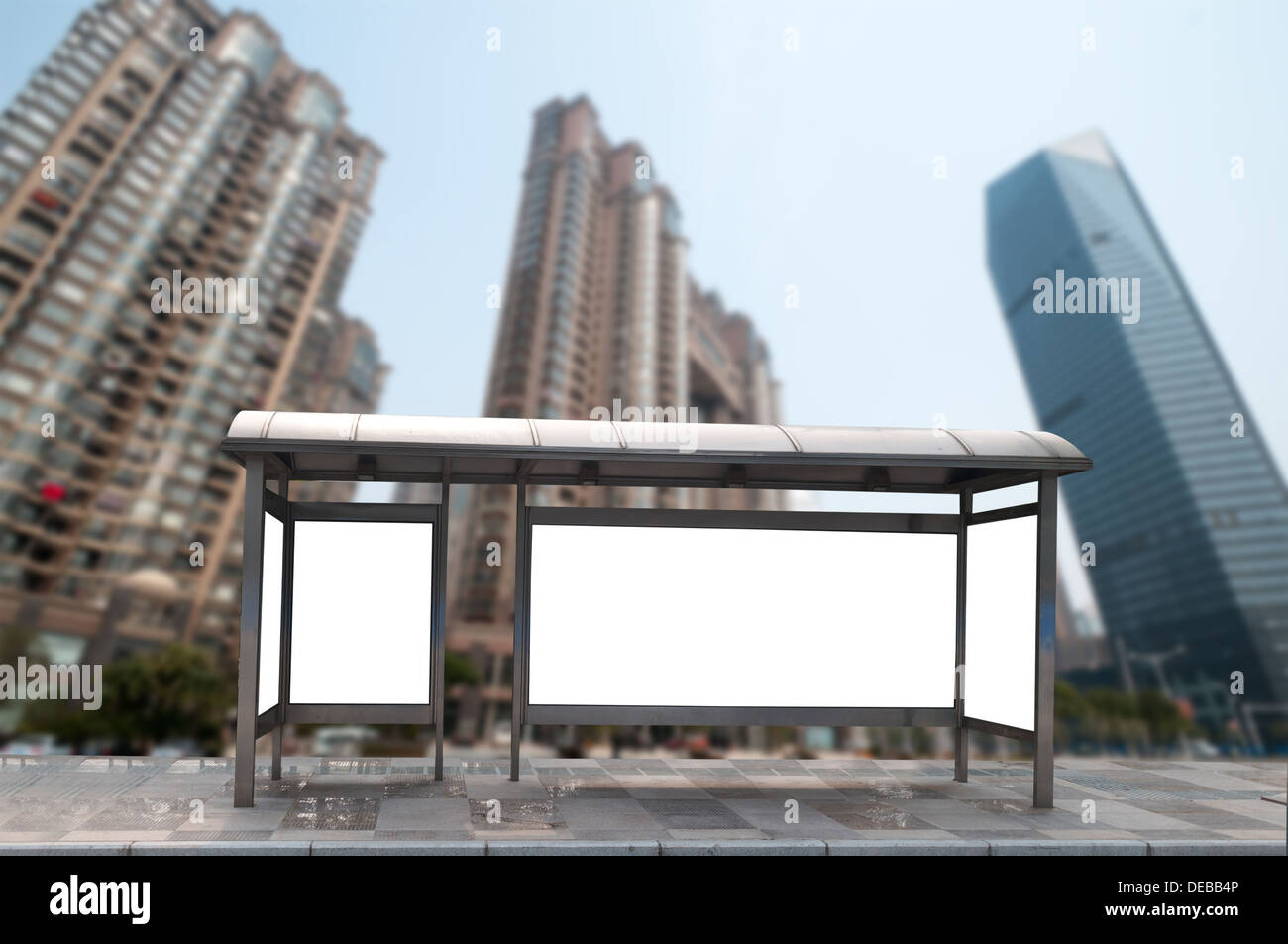 Bus stop billboard on stage Stock Photo - Alamy