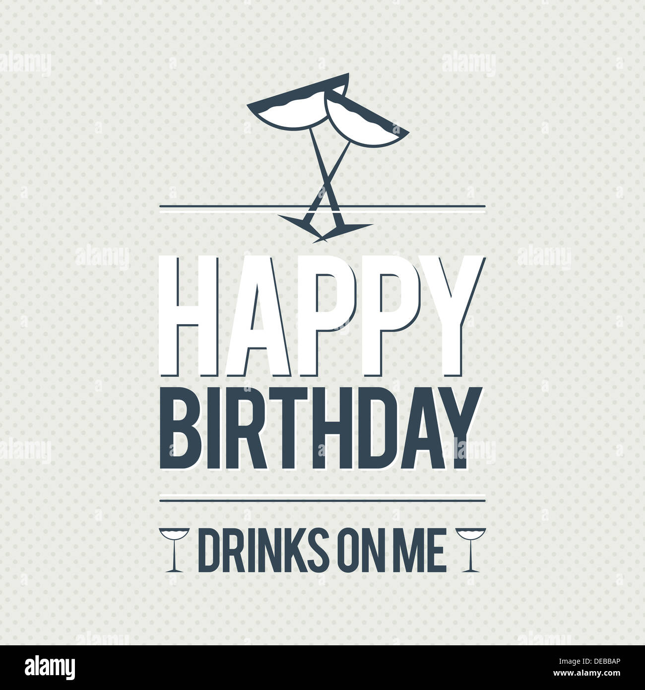 Vector illustration of birthday greeting wish card with free drinks ...