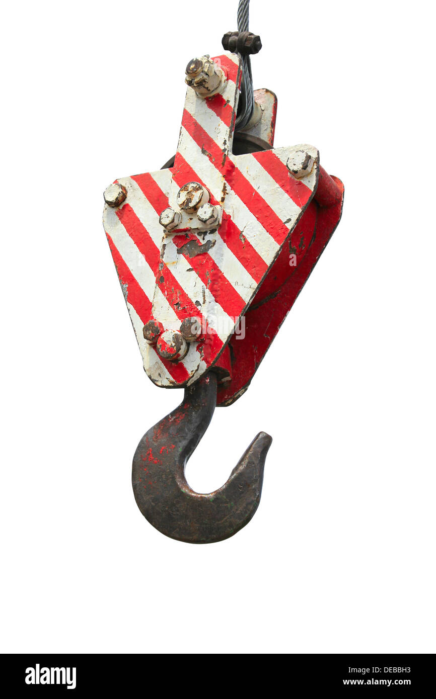 Construction red crane hook isolated on white background Stock Photo ...