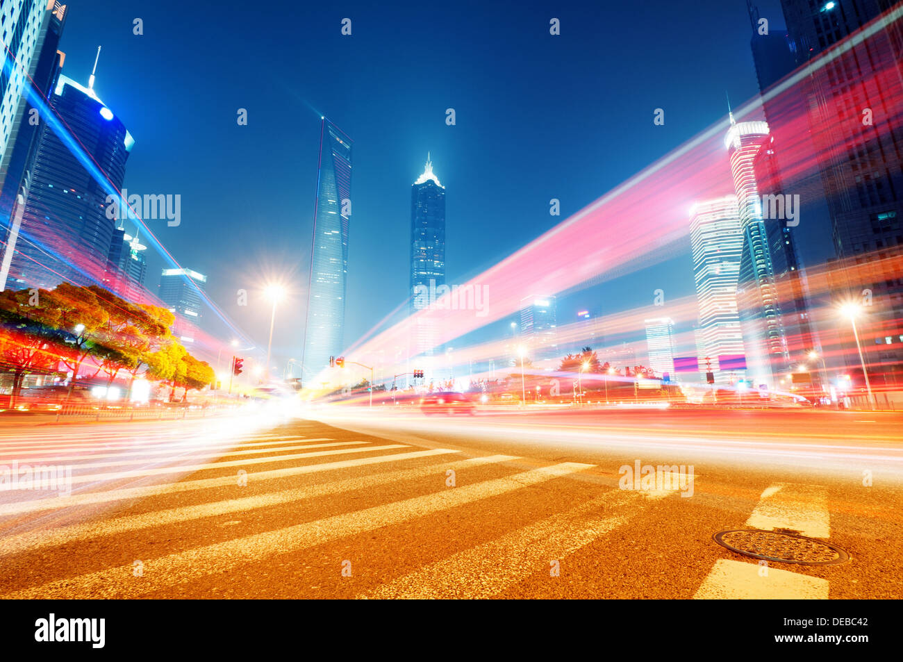 Shanghai Lujiazui Finance & Trade Zone modern city night background ...
