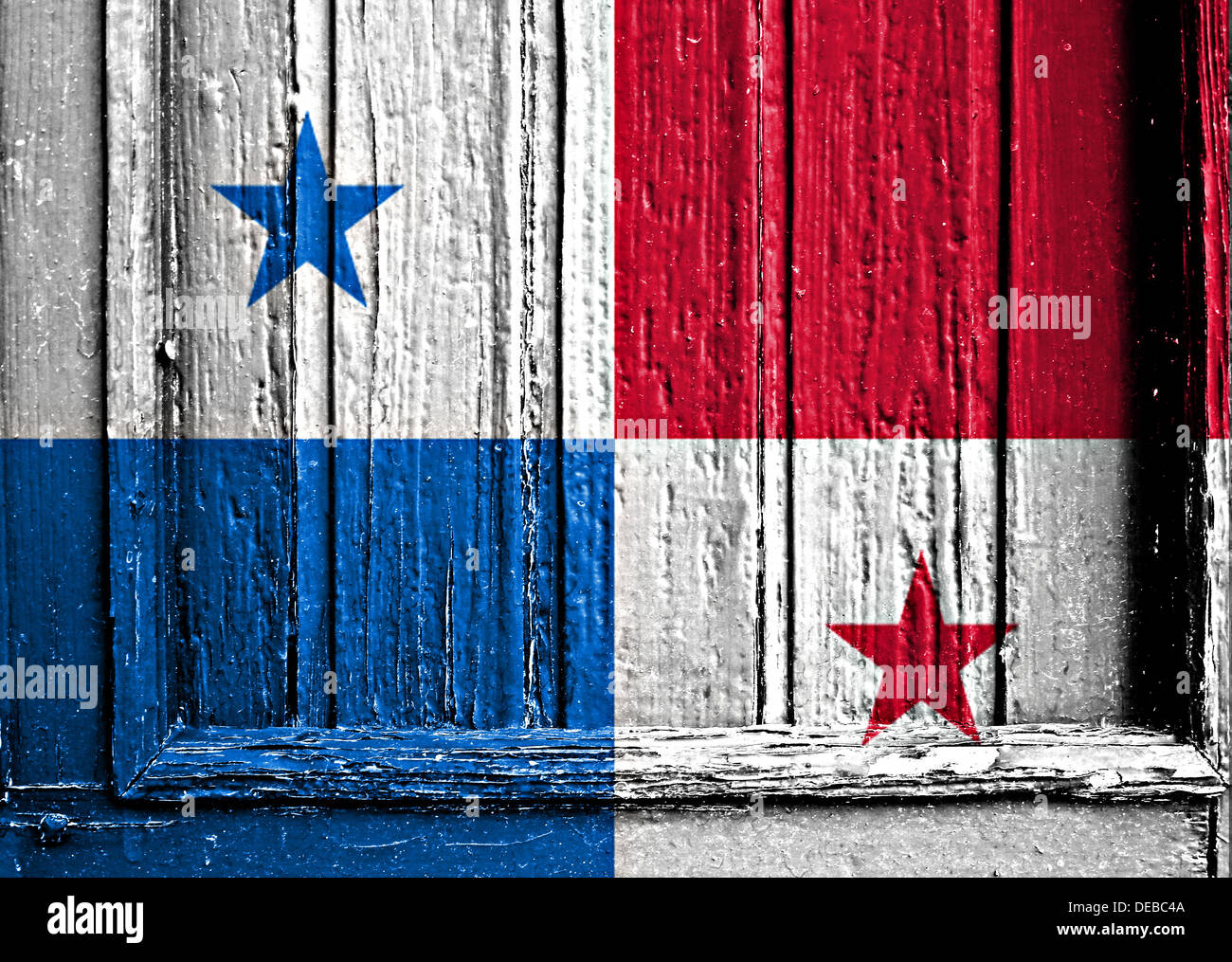 flag of panama painted on wooden frame Stock Photo - Alamy