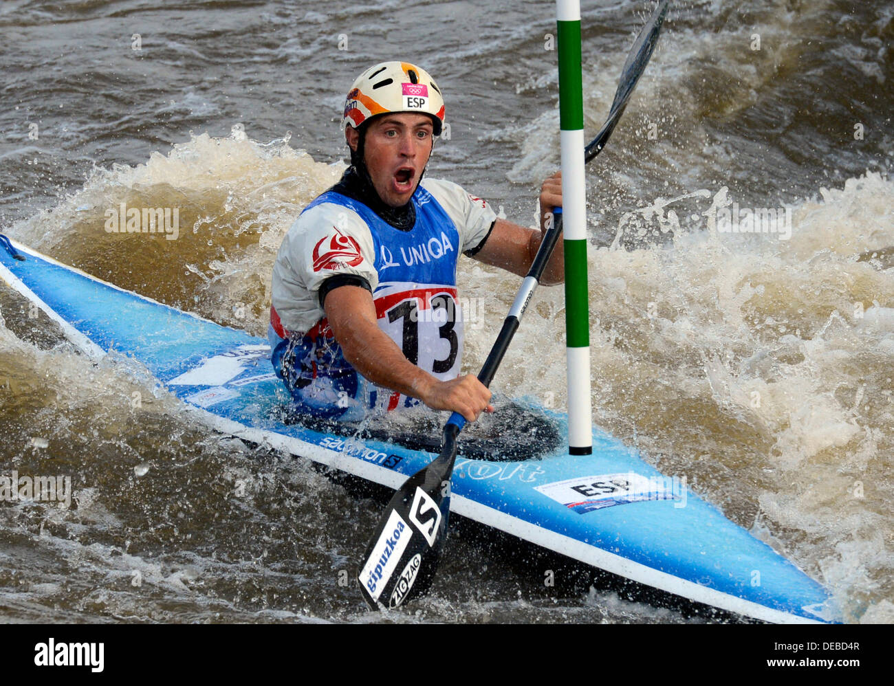 Third placed Samuel Hernanz of Spain is seen during the K1 semifinal of the ICF Canoe Slalom ...