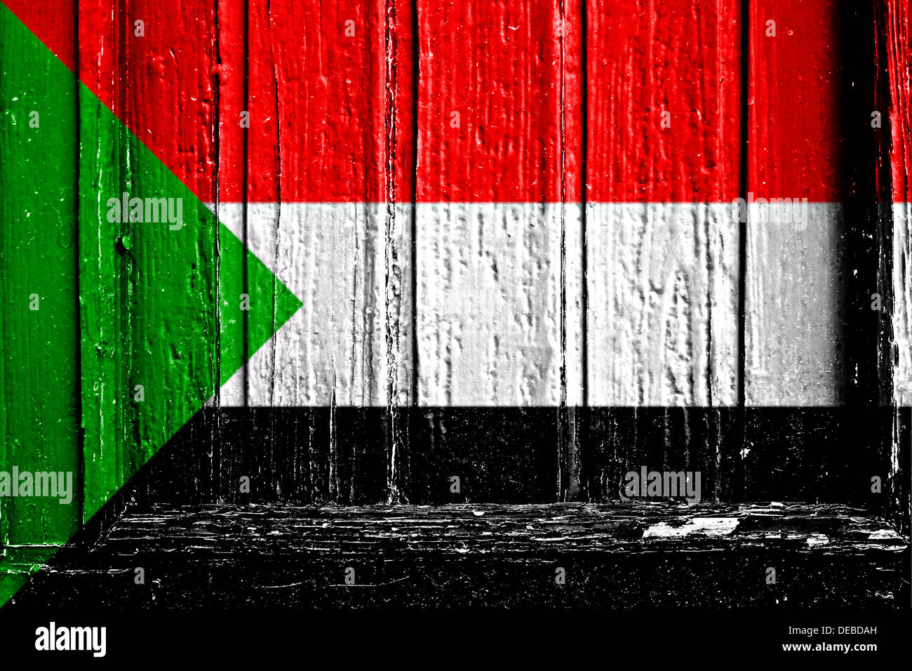 flag of sudan painted on wooden frame Stock Photo - Alamy
