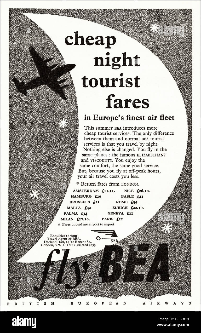 Advertisement advertising BEA BRITISH EUROPEAN AIRWAYS magazine advert ...