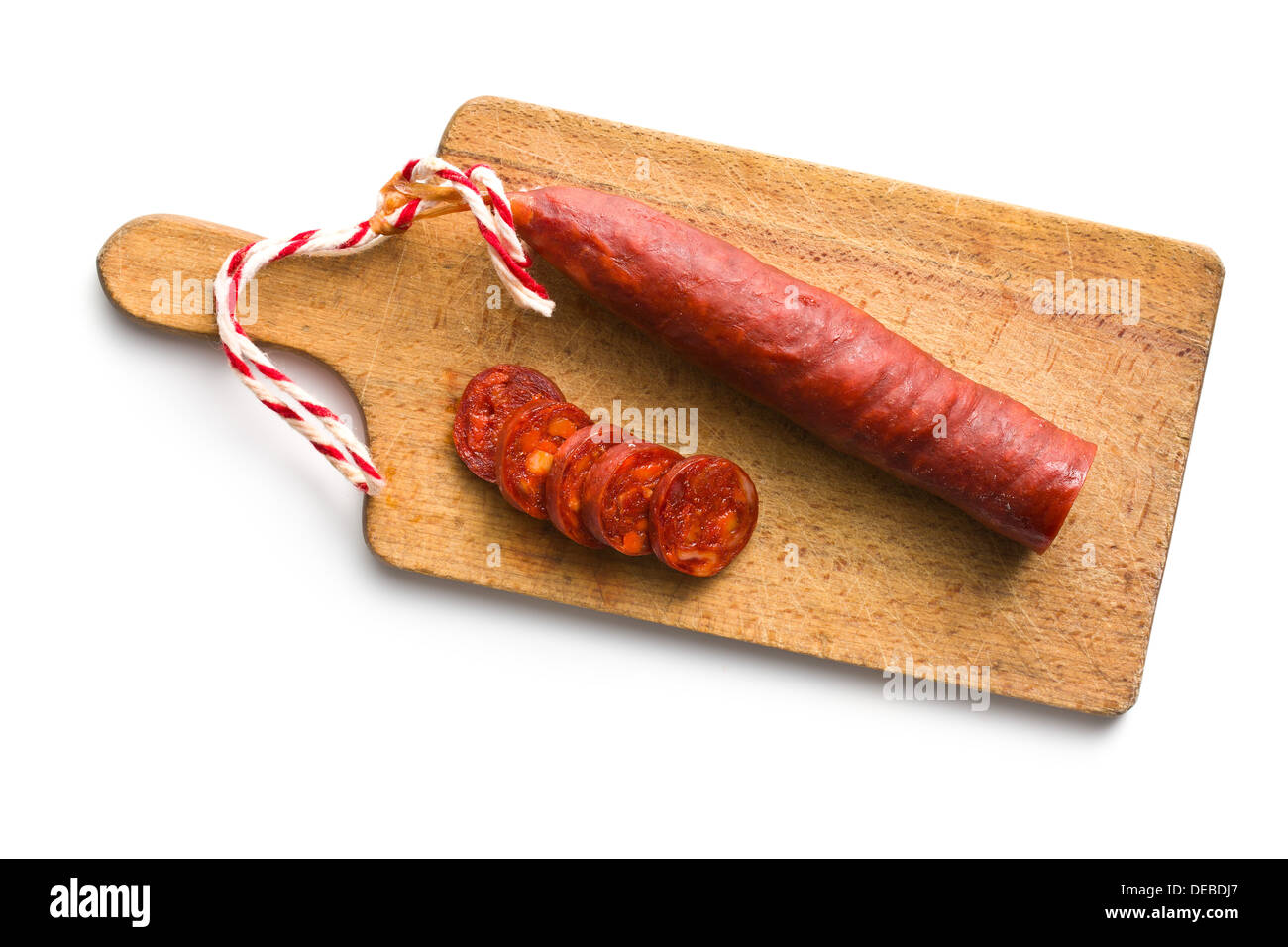 Spanish sausage sliced chorizo Cut Out Stock Images & Pictures - Alamy