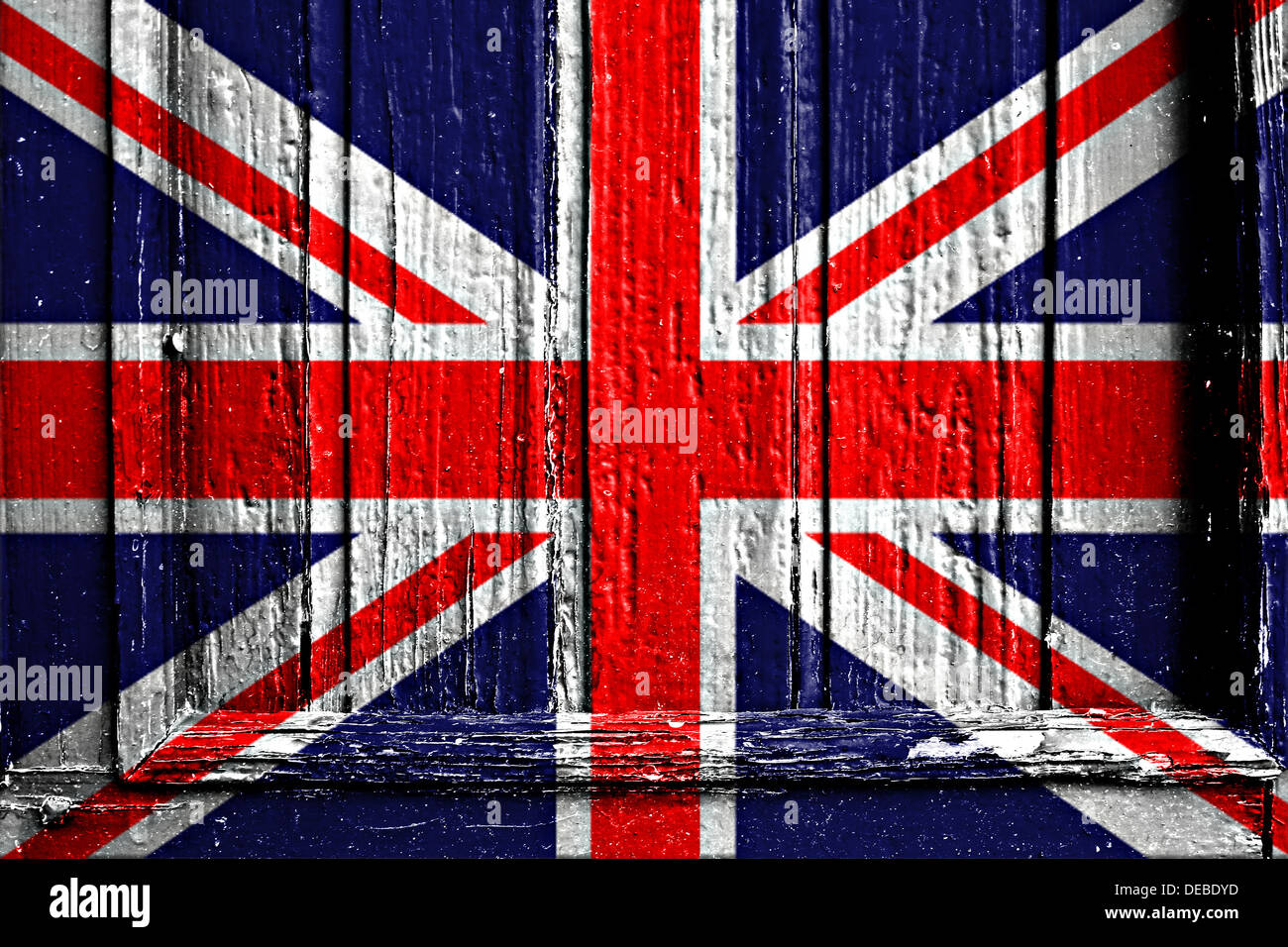 flag of UK painted on wooden frame Stock Photo - Alamy