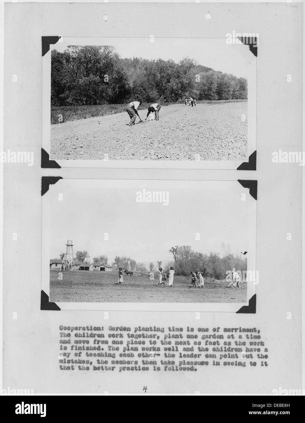 This image shows children participating in gardening activities ...