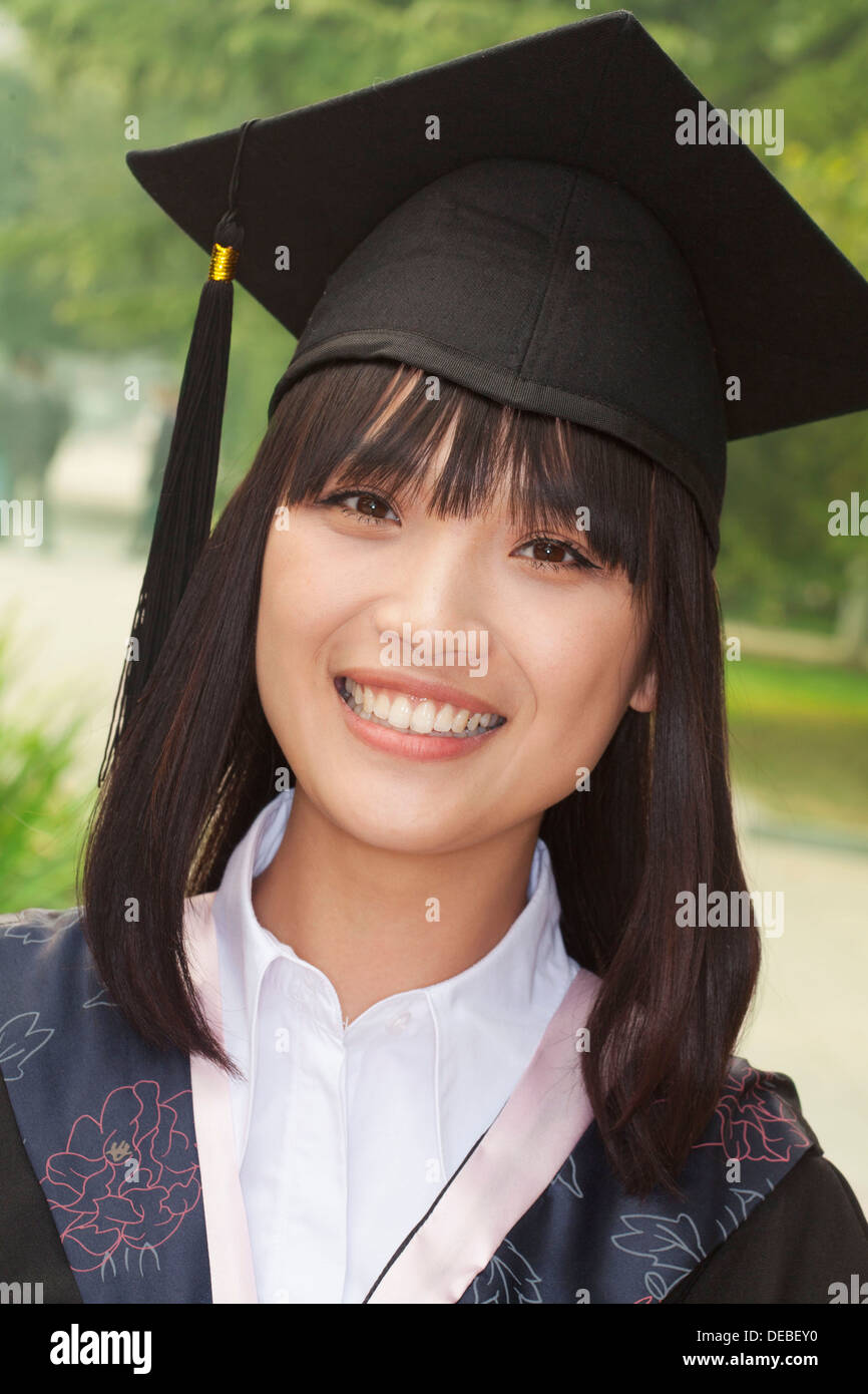 Young Woman Graduating From University, Close-Up Portrait Stock Photo ...