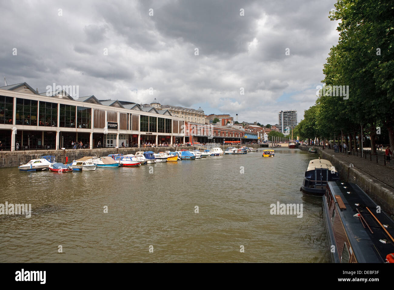 The waterfront in Bristol, a marina with restaurants and bars along the ...