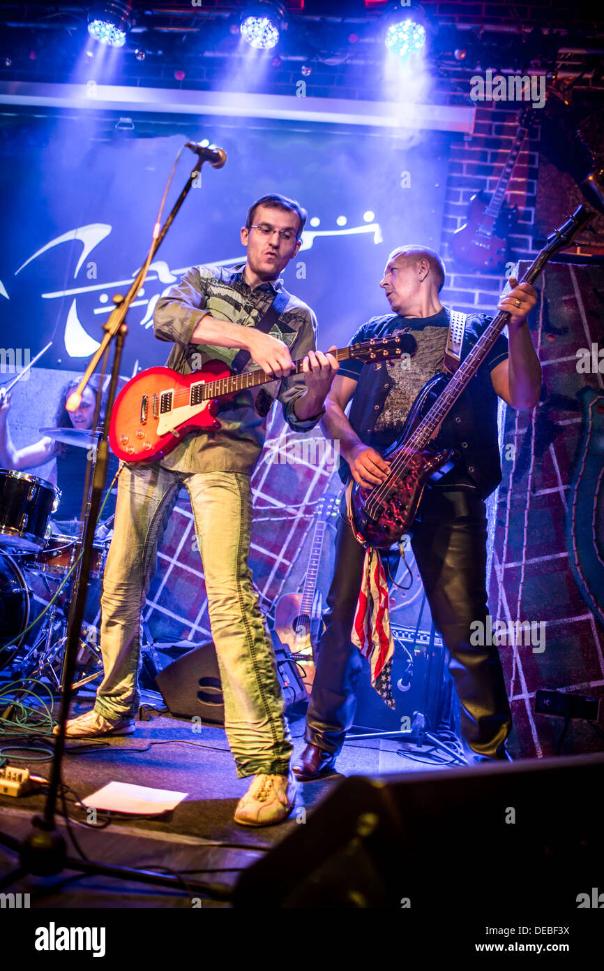 Band performs on stage, rock music concert Stock Photo - Alamy