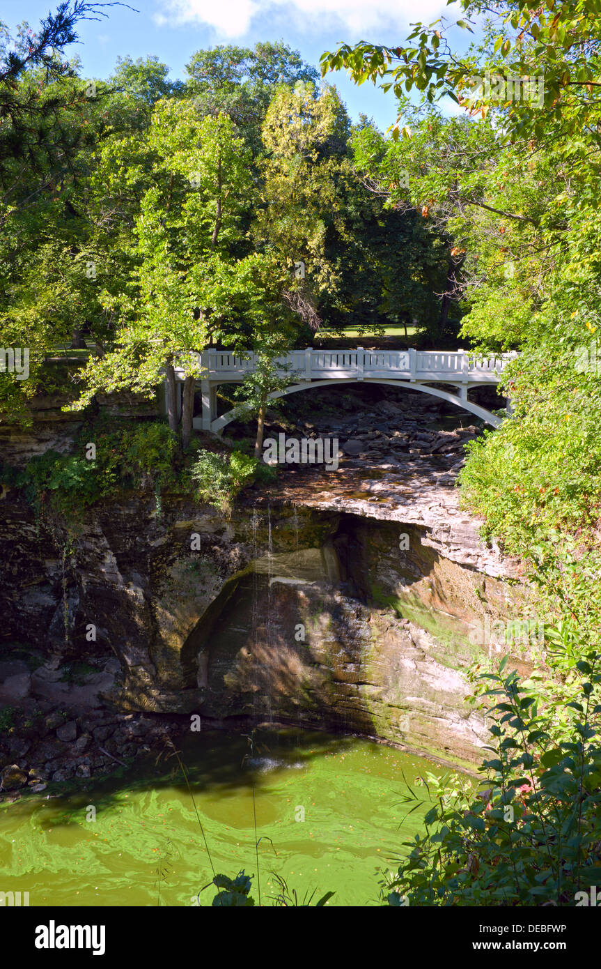 Minneopa State Park trail and bridge overlooking gorge of Minneopa ...
