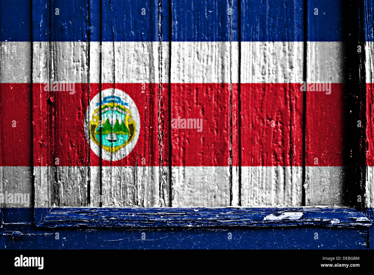 flag of Costa Rica painted on a wooden frame Stock Photo - Alamy