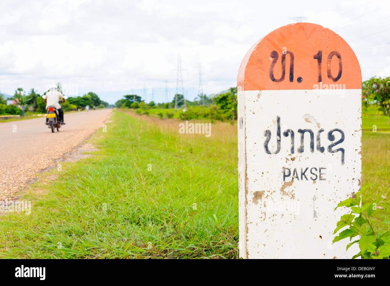 10 kilometer milestone on the National Highway 16E and direction sign ...