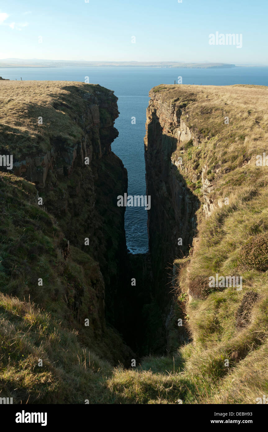 A geo (rock cleft) on Dunnet Head, near Thurso, Caithness, Scotland, UK ...