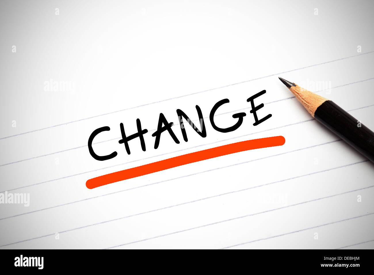 The word change written on a notepad Stock Photo - Alamy