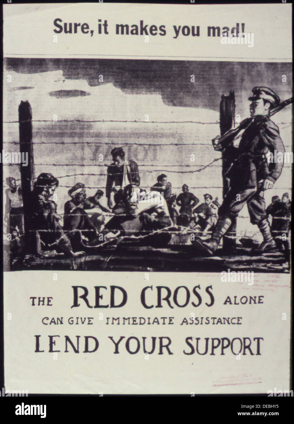 A promotional photograph for the Red Cross, encouraging immediate ...
