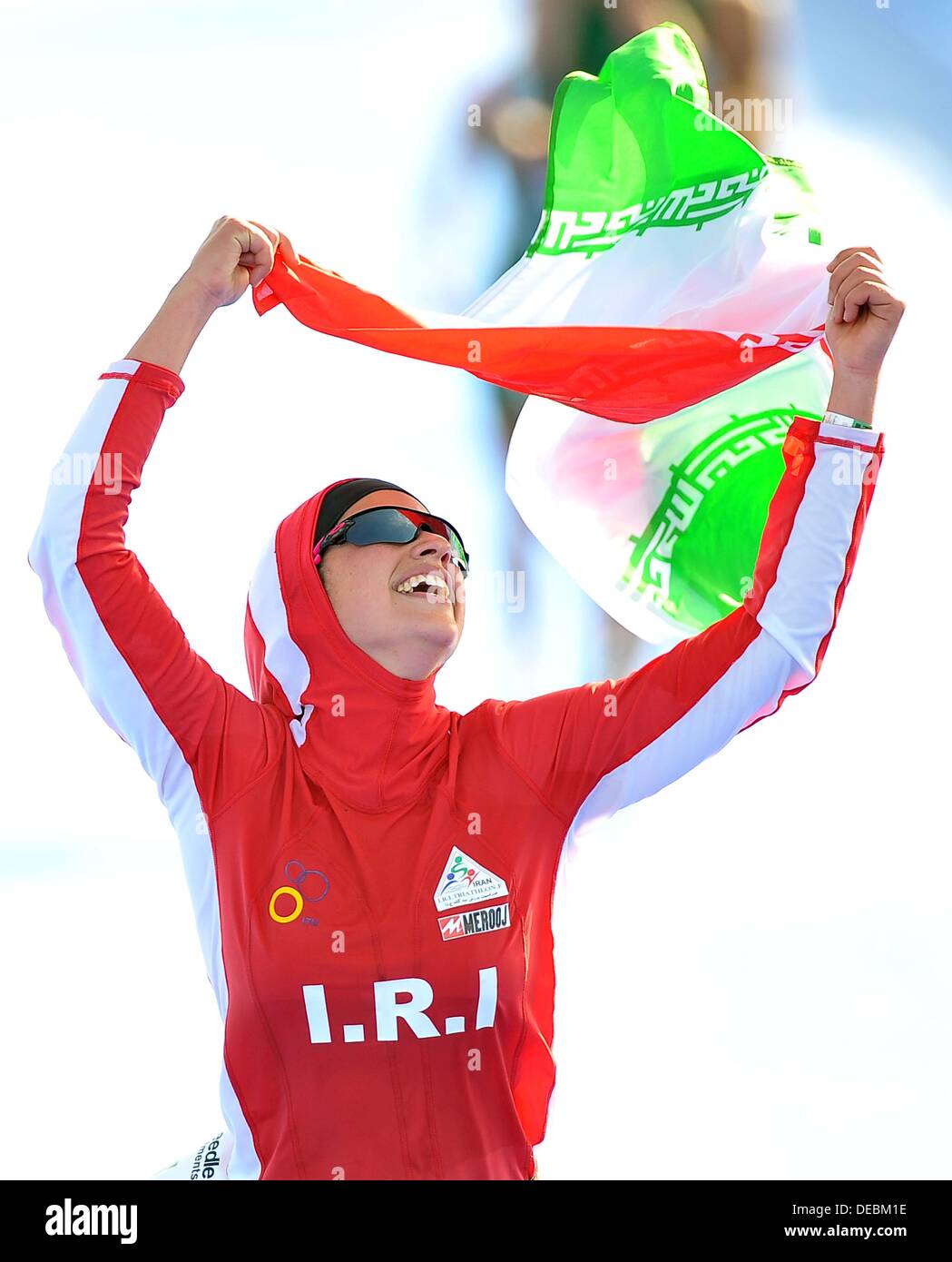 London, UK. 15th Sep, 2013. Shirin Gerami (Iran) celebrates finishing ...