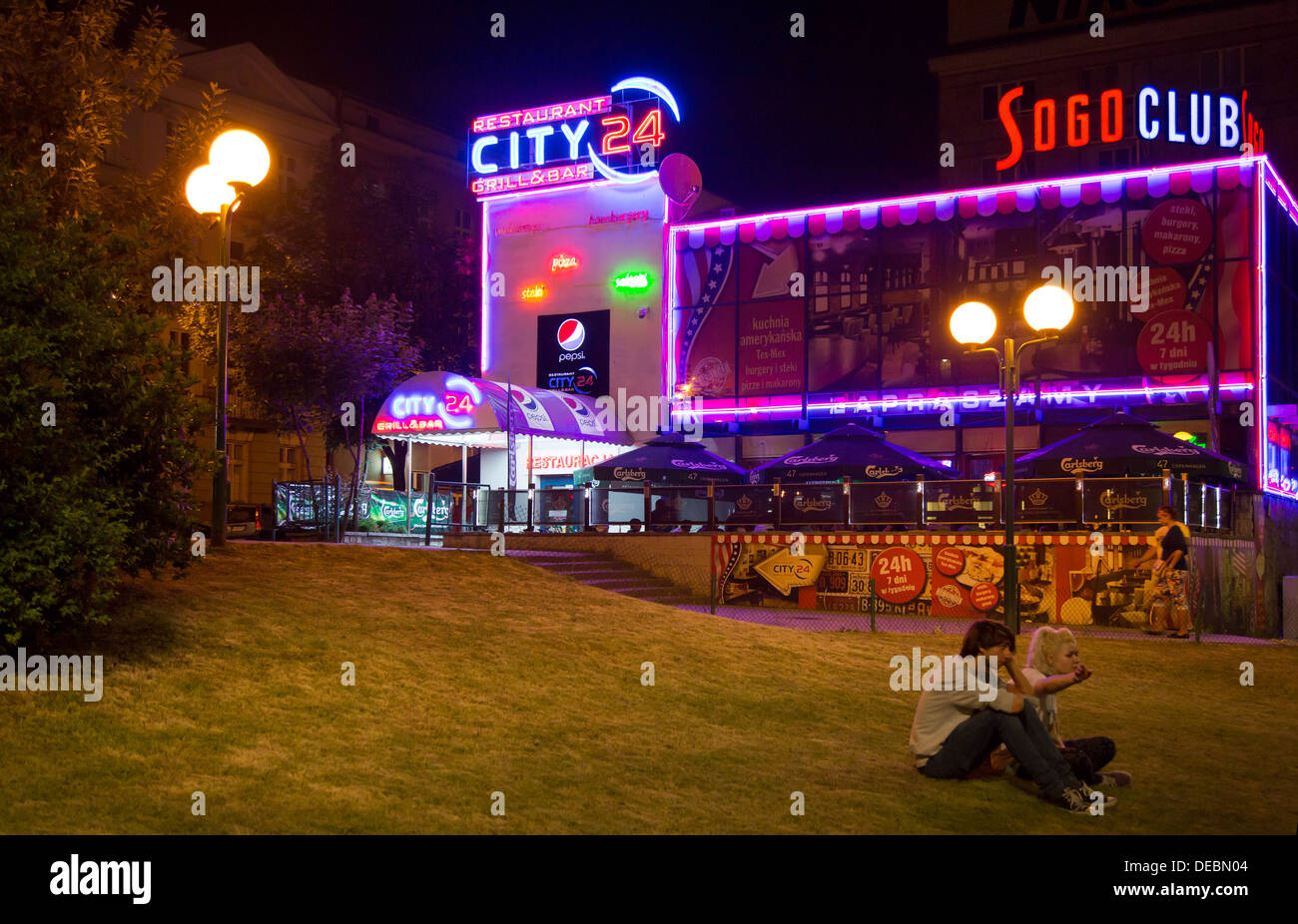 Warsaw, Poland, neon sign of Sogo Club Stock Photo - Alamy