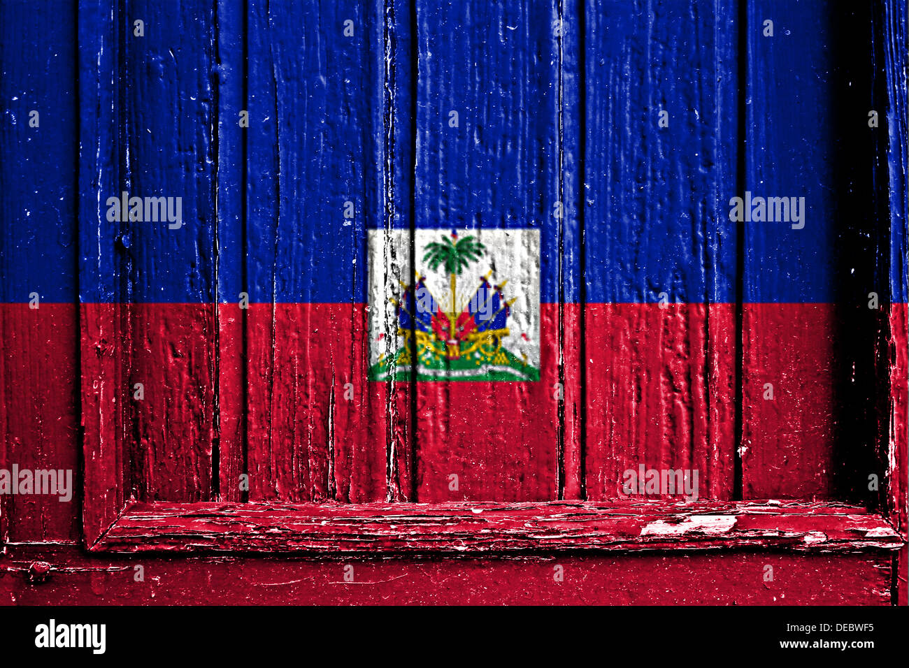 flag of Haiti painted on wooden frame Stock Photo - Alamy