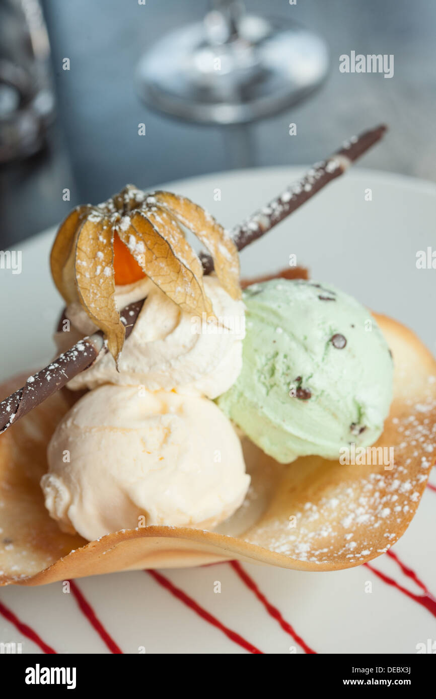 Ice cream served in a wafer shell Stock Photo - Alamy