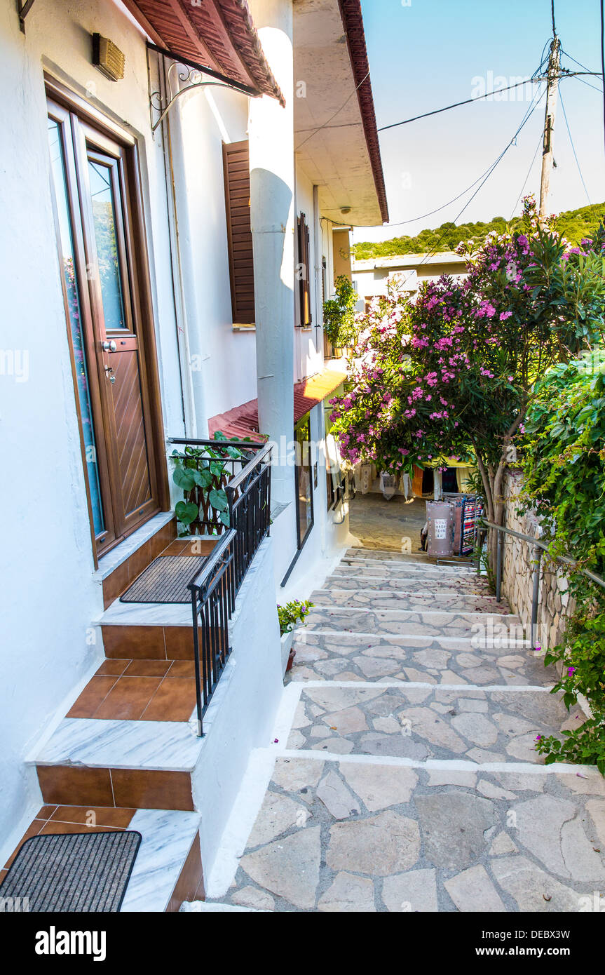 Small cretan village in Crete island, Greece. Building Exterior of home ...