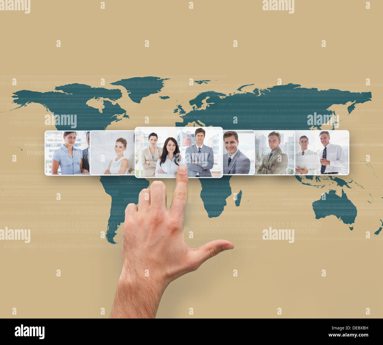 Hand touching futuristic interface screen hi-res stock photography and ...