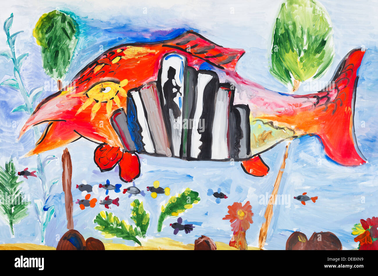 Child drawing fish sea hi-res stock photography and images - Alamy