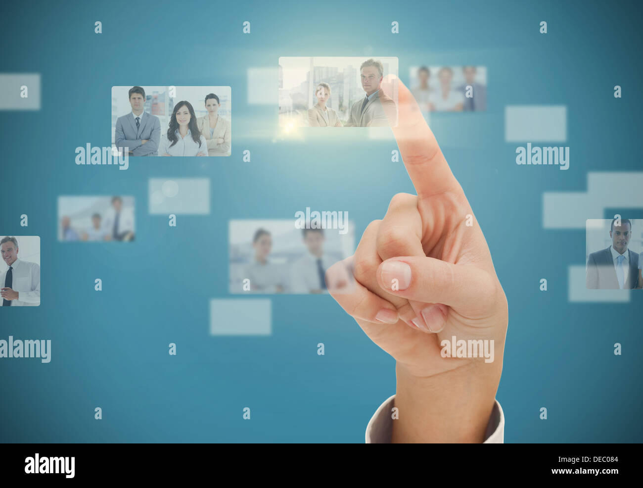 Womans finger selecting digital interface Stock Photo - Alamy