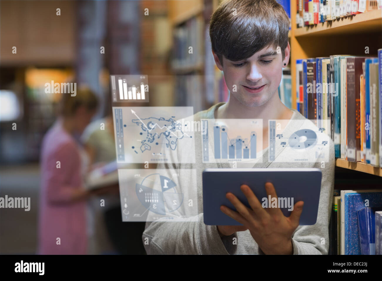 Young man studying college library hi-res stock photography and images ...