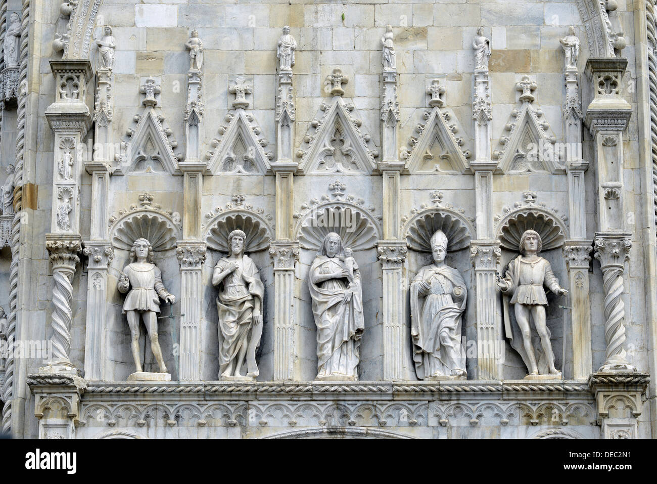 Statues above the entrance portal, detail, west facade of Como ...