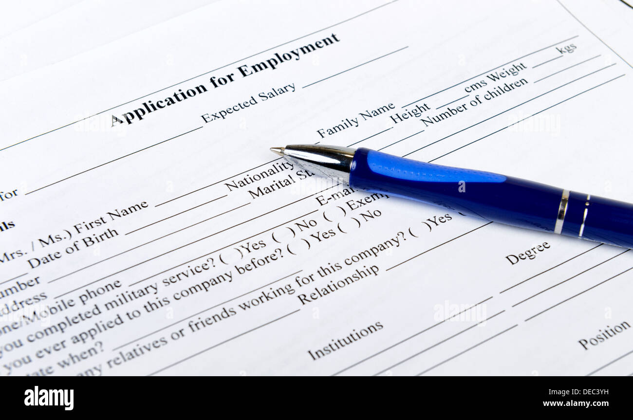 Job application form hi-res stock photography and images - Alamy