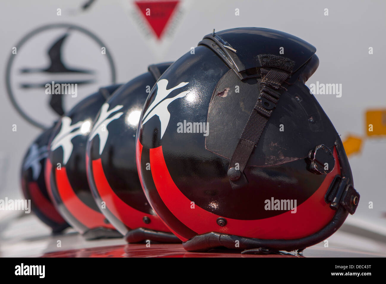 Israeli Air force (IAF) Flight Academy aerobatics team Helmets Stock ...