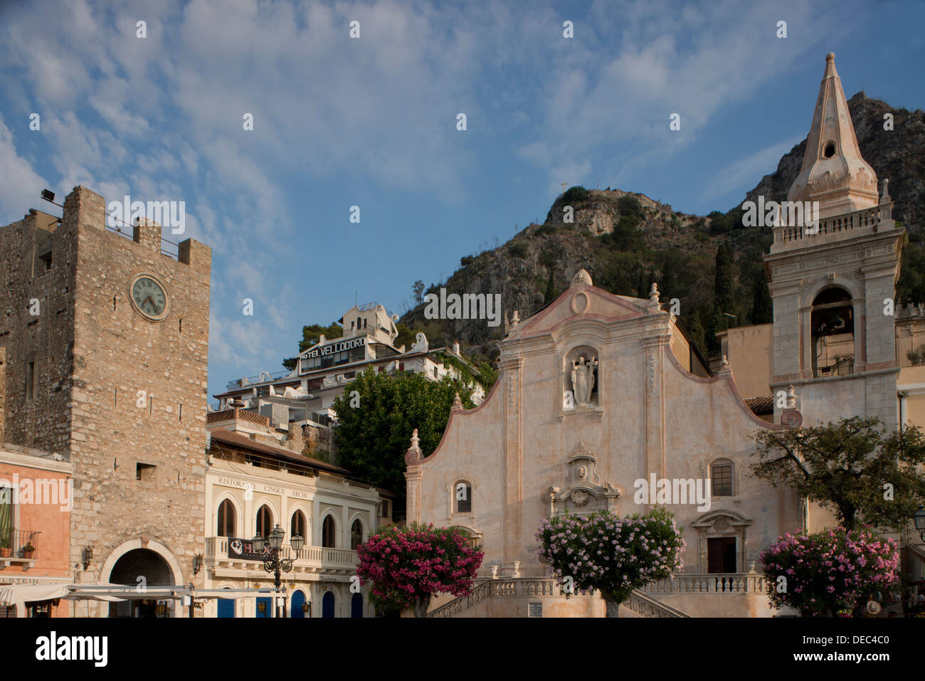 Italy sicily taormina tower clock hi-res stock photography and images ...