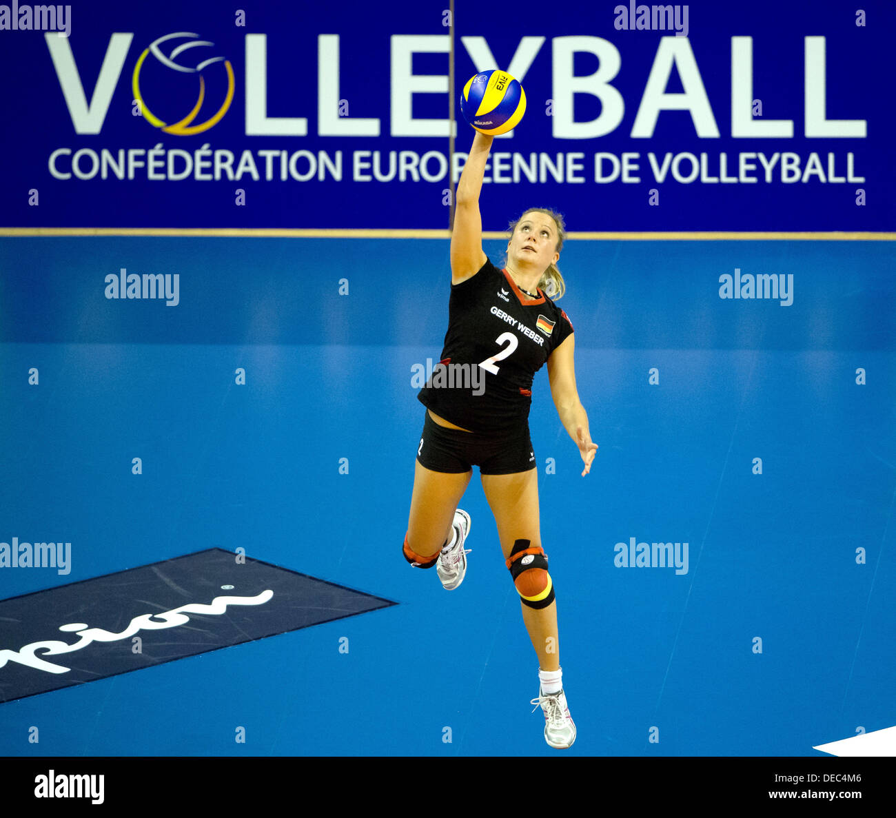 Kathleen Weiss of Germany in action during their women's CEV Volleyball ...