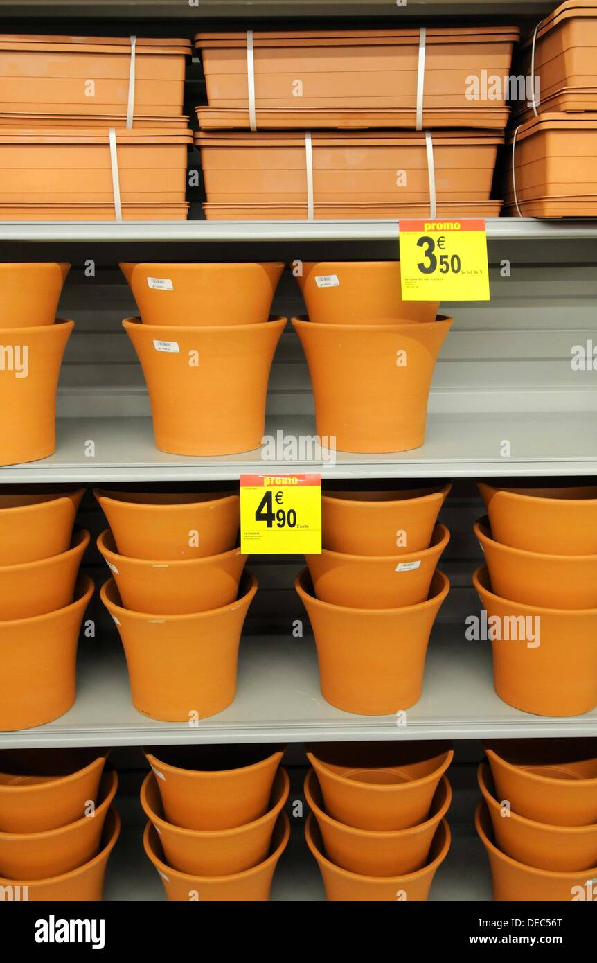 Plant pots in a supermarket, France Stock Photo - Alamy