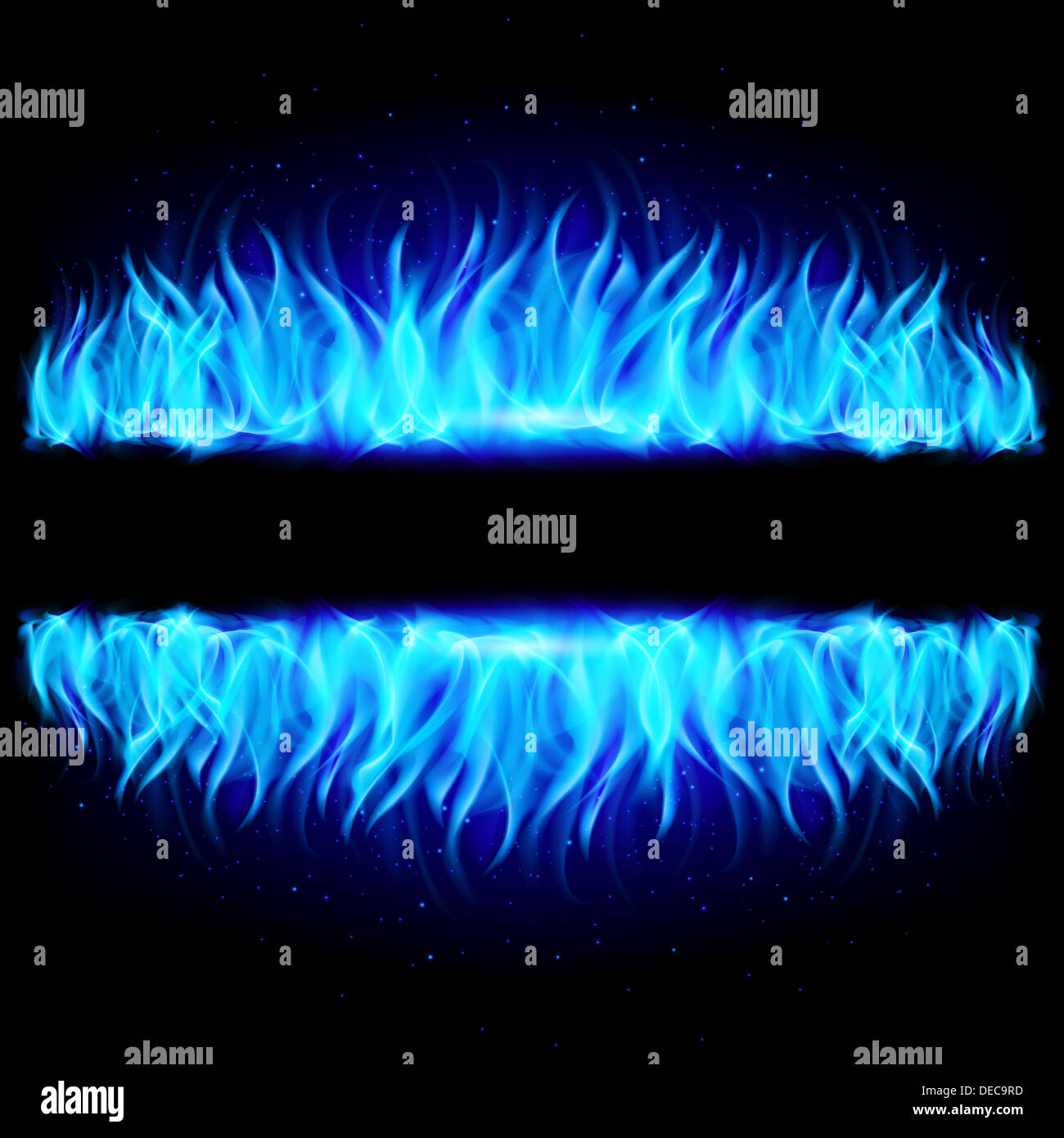 Two walls of fire in mirror reflection with blank space between them ...