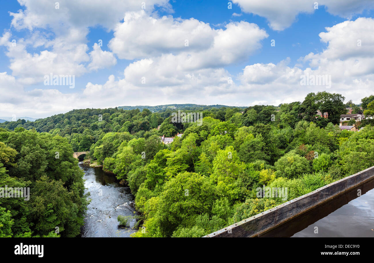 View over River Dee valley from Pontcysyllte Aqueduct carrying the ...