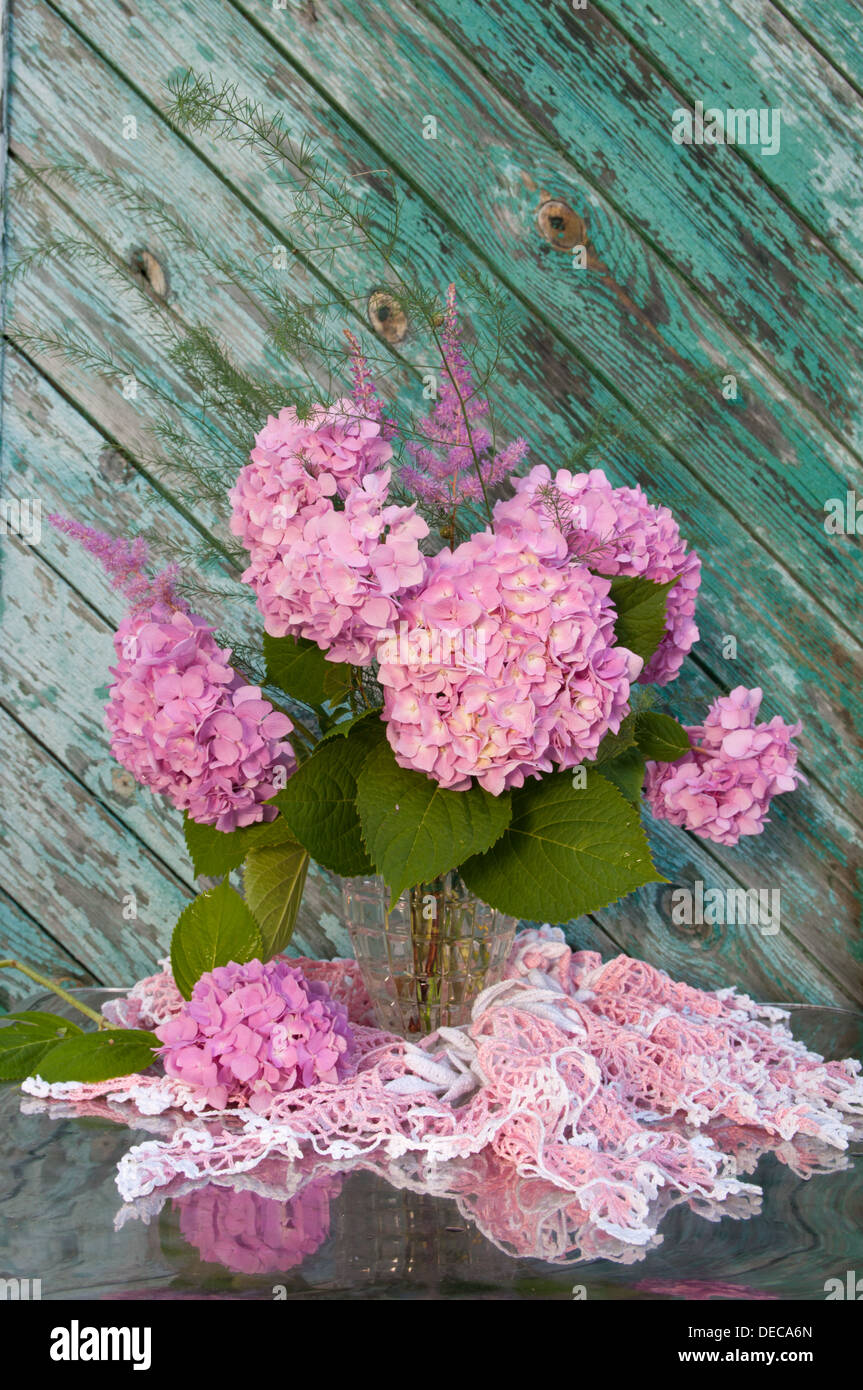still life with pink hydrangea Stock Photo - Alamy