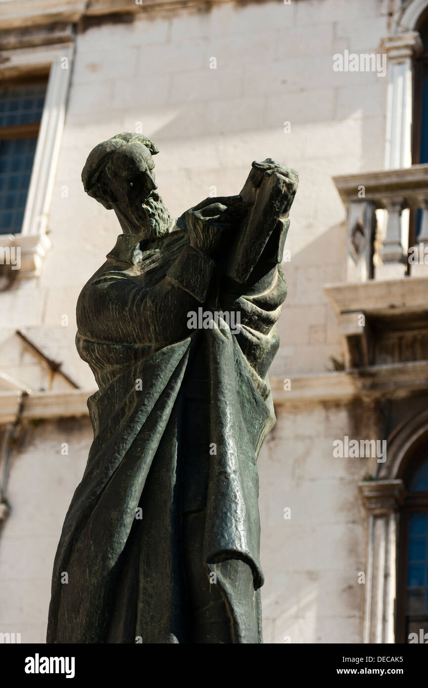 Statue of poet Marko Marulic, Vocni trg (Fruit square), Split, region ...
